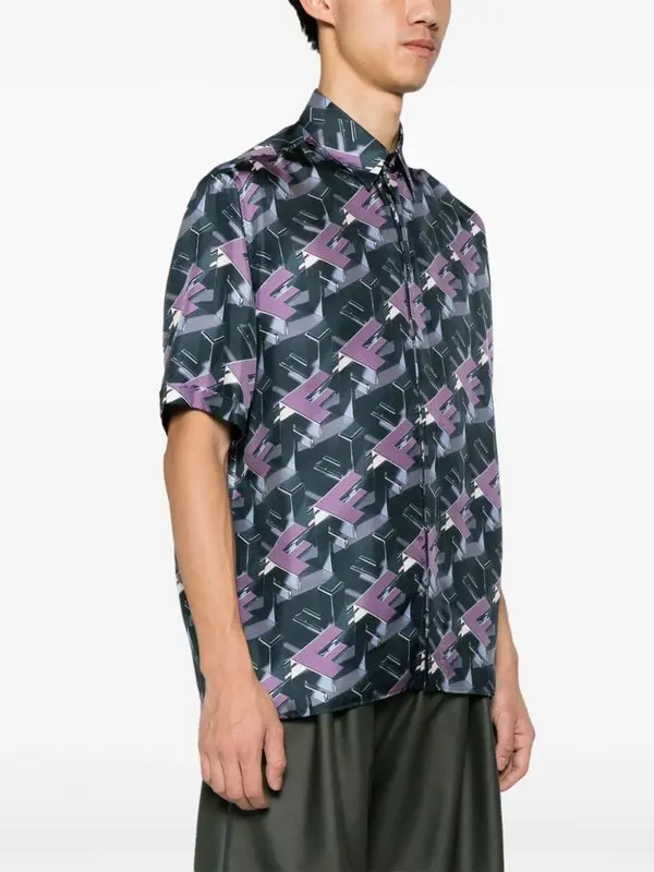 Fendi Block-print Silk Shirt - Purple