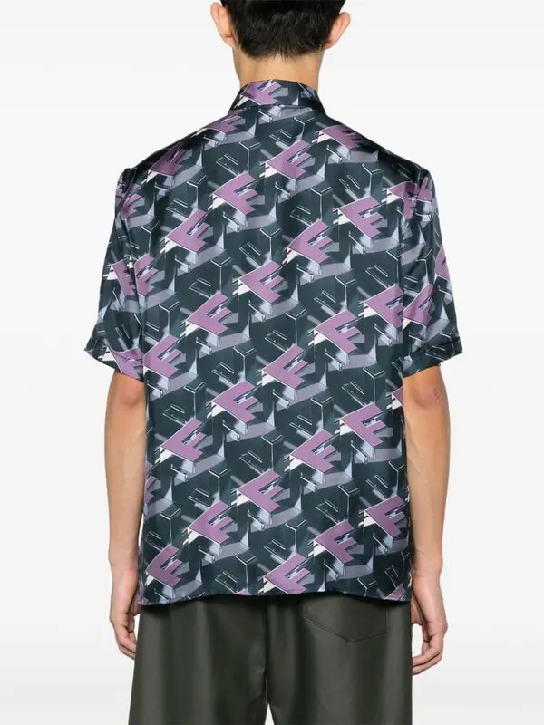 Fendi Block-print Silk Shirt - Purple