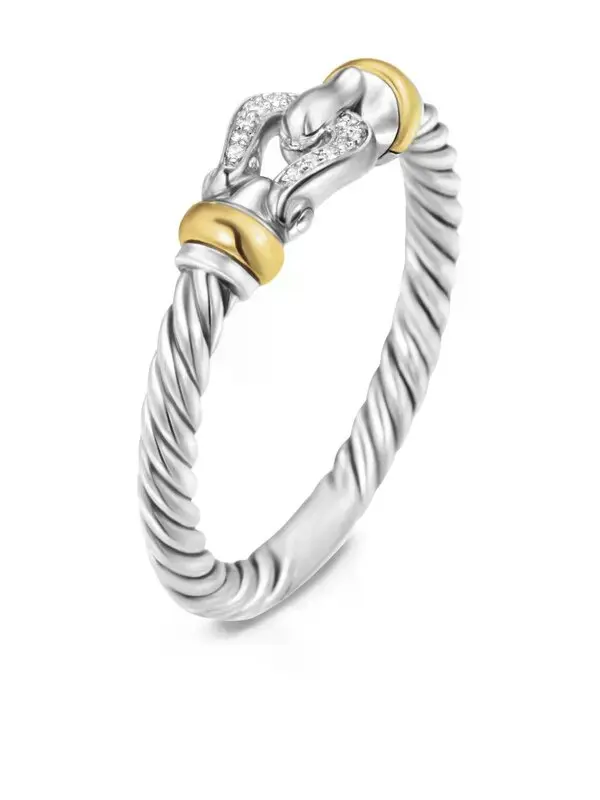 David Yurman 18kt Yellow Gold And Sterling Diamond Ring - Silver