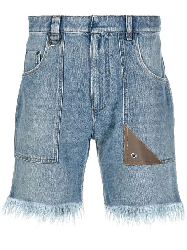Fendi Distressed Thigh-length Denim Shorts - Blue