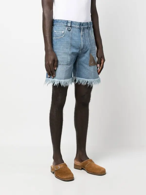 Fendi Distressed Thigh-length Denim Shorts