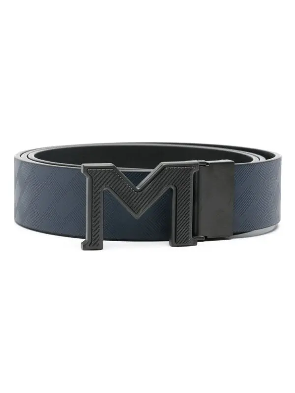 Montblanc Logo-buckle Leather Belt - Blue