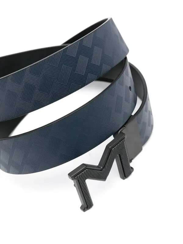 Montblanc Logo-buckle Leather Belt - Blue