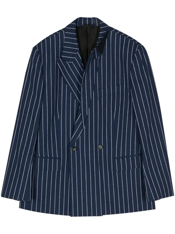 MARINA YEE Striped Double-breasted Blazer