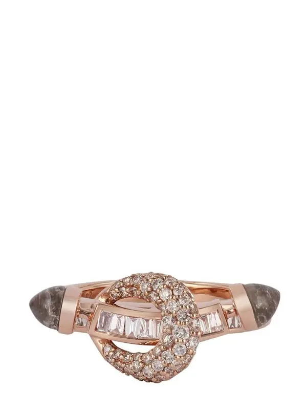 ANANYA 18kt Rose Gold Chakra Diamond Ring - Pink