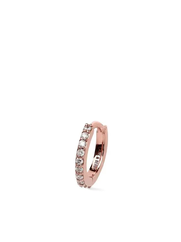 LARK & BERRY 14kt Rose Gold Diamond Hoop Earring - Pink