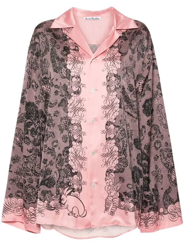 Acne Studios Floral-print Satin Shirt