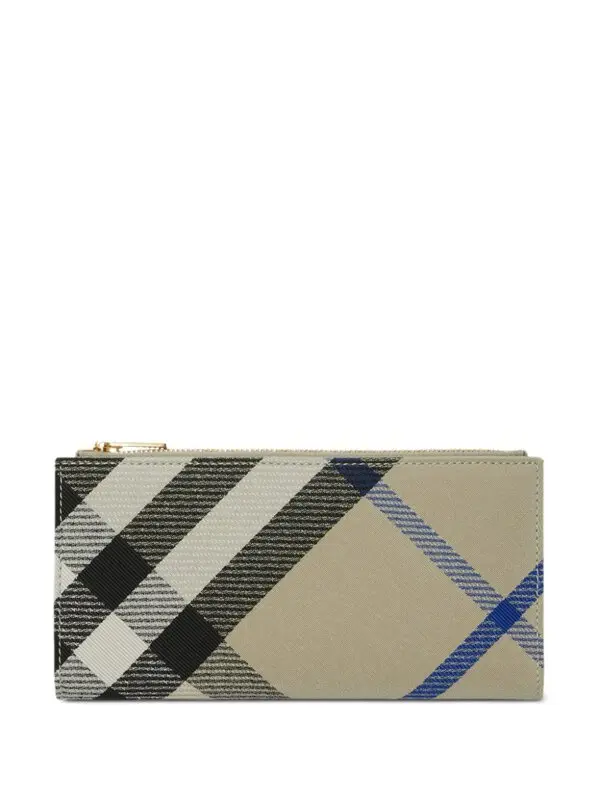Burberry Large Checked Bi-fold Wallet - Neutrals