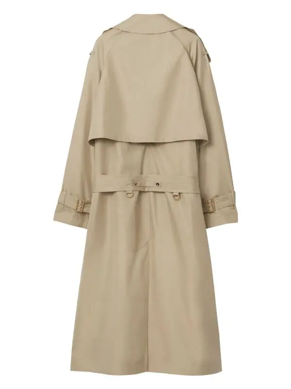 Burberry Double-breasted Silk Trench Coat - Neutrals