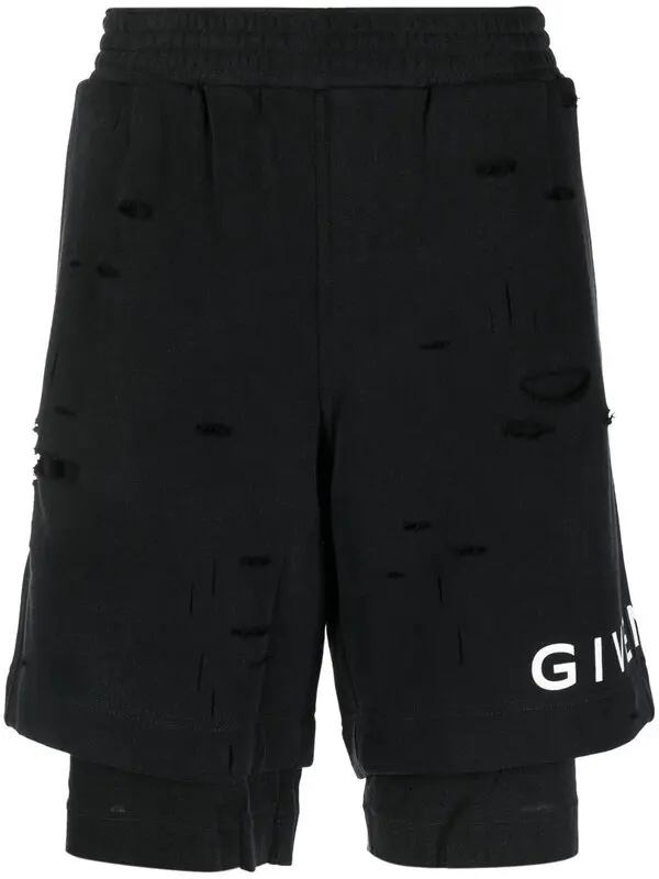 Givenchy Logo-print Knee-length Track Shorts - Black
