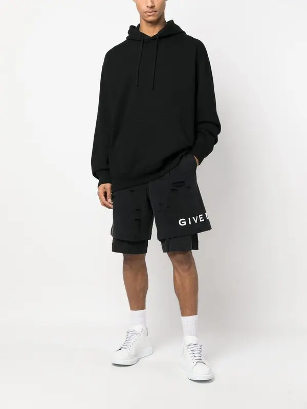 Givenchy Logo-print Knee-length Track Shorts - Black