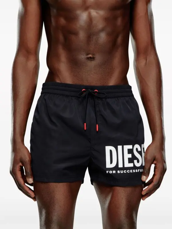 DIESEL® Logo-print Swim Shorts - Black