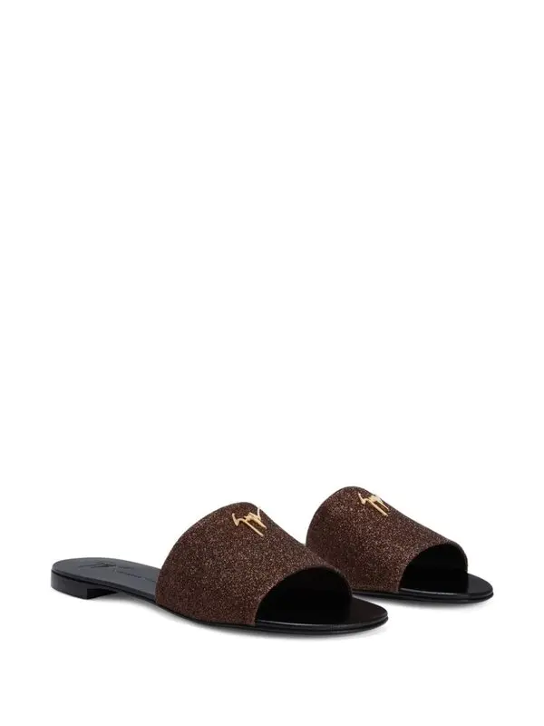 GIUSEPPE ZANOTTI Shirley Glitter Flat Sandals - Brown
