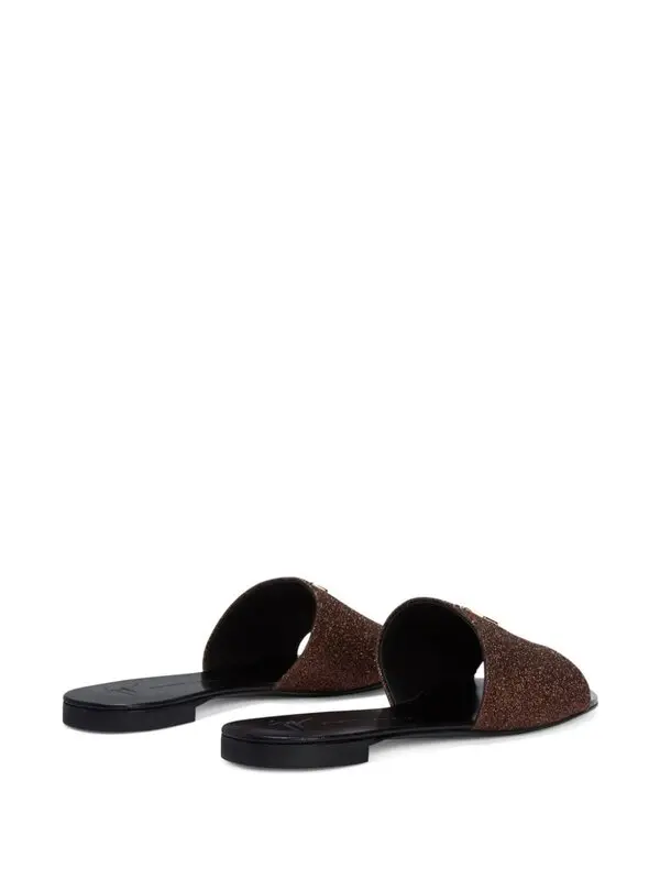 GIUSEPPE ZANOTTI Shirley Glitter Flat Sandals - Brown