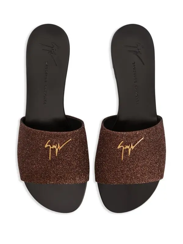 GIUSEPPE ZANOTTI Shirley Glitter Flat Sandals - Brown