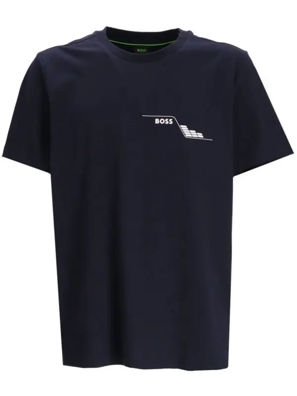 BOSS Logo-print Cotton T-shirt - Blue