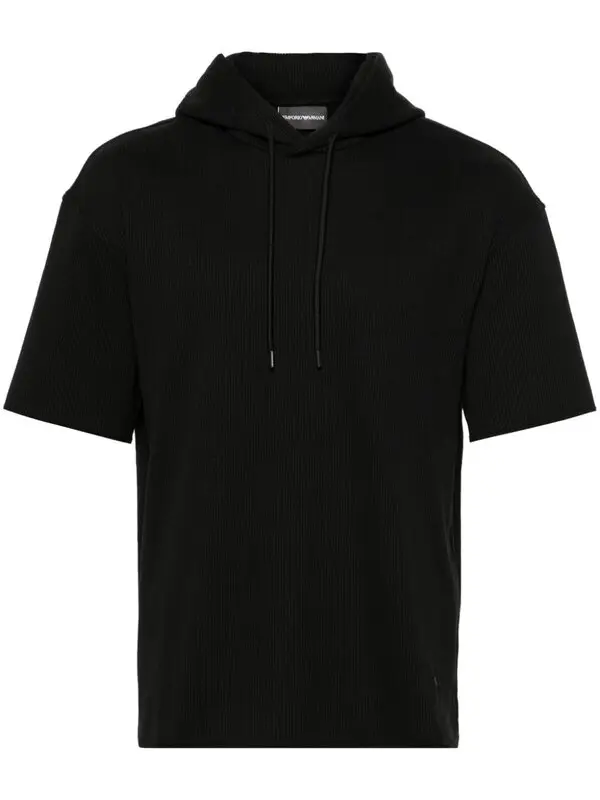 Emporio Armani Ribbed Short-sleeve Hoodie