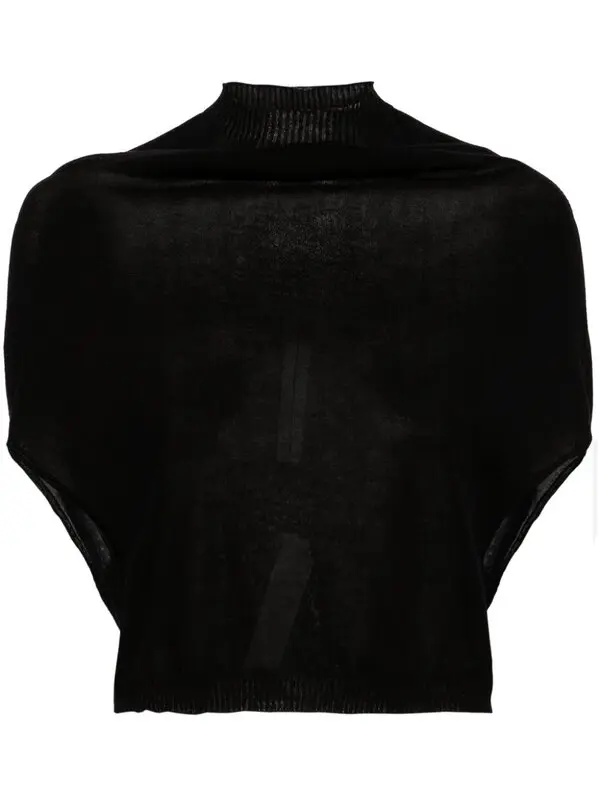 Rick Owens Crater Draped Crop Top - Black