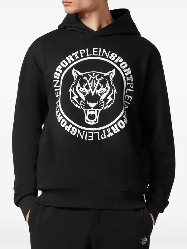 PLEIN SPORT Carbon Tiger Cotton-blend Hoodie - Black