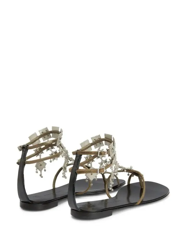 GIUSEPPE ZANOTTI Amira Embellished Suede Sandals - Green