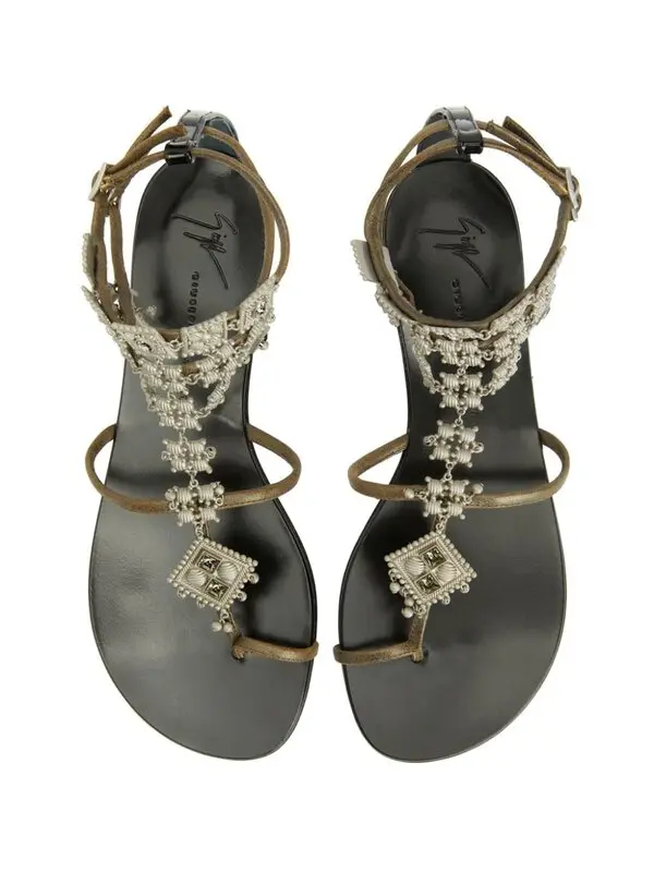 GIUSEPPE ZANOTTI Amira Embellished Suede Sandals - Green