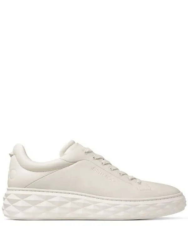 JIMMY CHOO Diamond Maxi Leather Sneakers - Neutrals