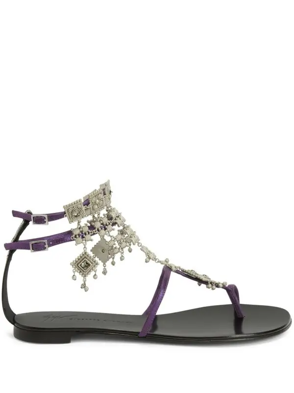 GIUSEPPE ZANOTTI Amira Embellished Sandals - Purple