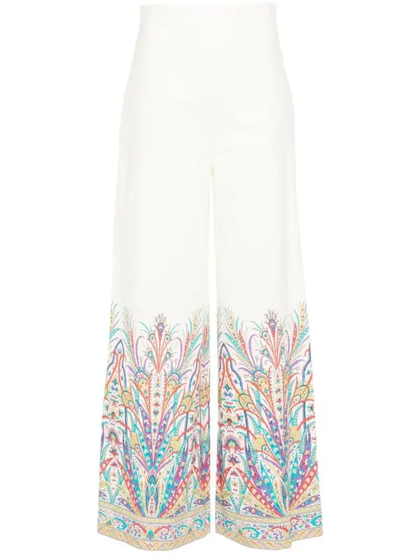 Etro Botanical-print Wide Leg Trousers
