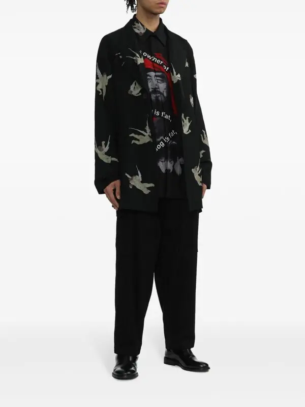Yohji Yamamoto Angel-print Single-breasted Blazer