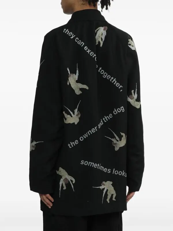 Yohji Yamamoto Angel-print Single-breasted Blazer