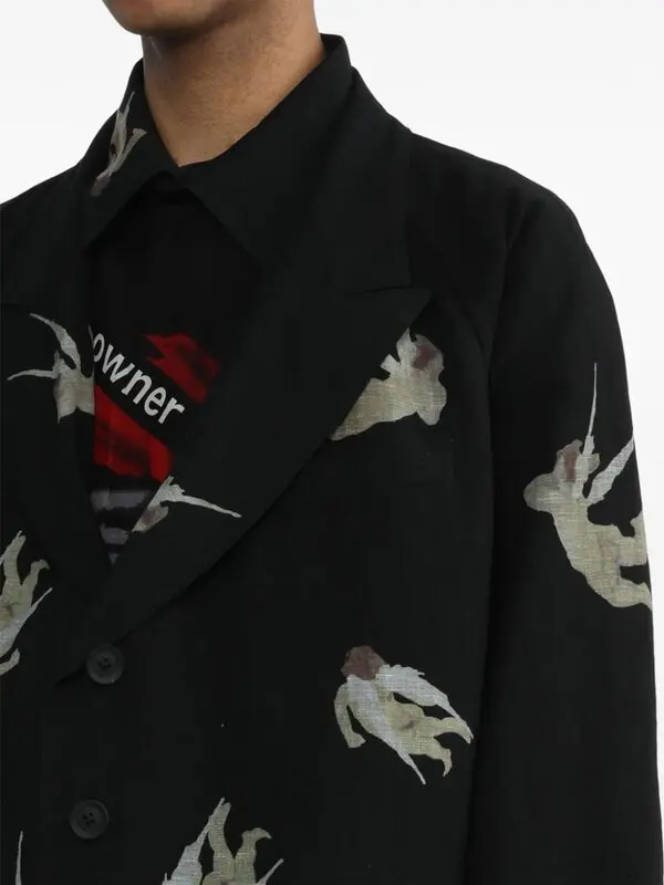 Yohji Yamamoto Angel-print Single-breasted Blazer