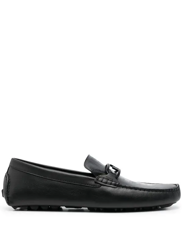 Fendi Logo-print Leather Loafers
