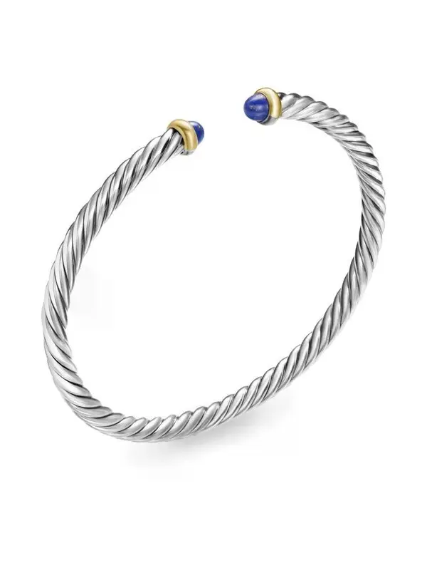 David Yurman 14kt Yellow Gold And Sterling Lapis Lazuli Cable Bracelet