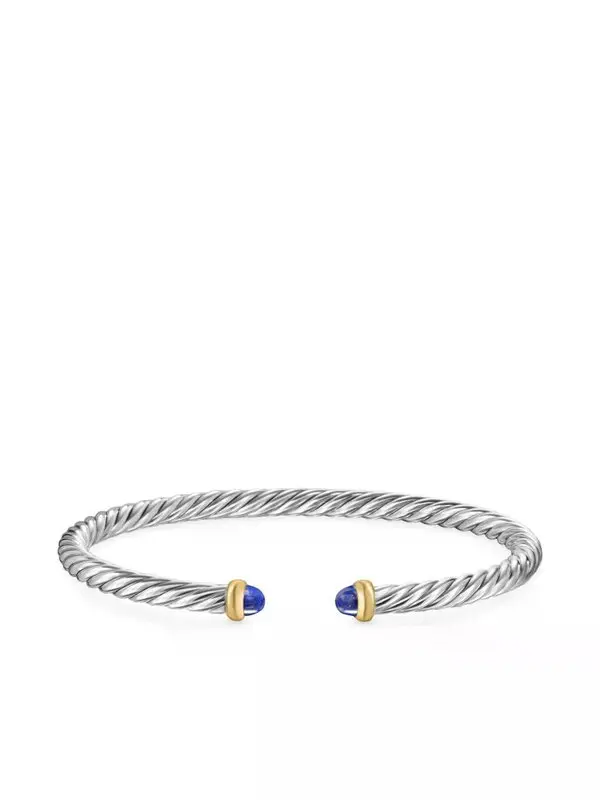 David Yurman 14kt Yellow Gold And Sterling Lapis Lazuli Cable Bracelet
