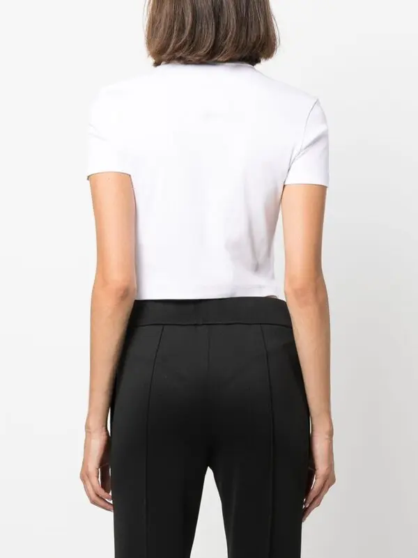 Fendi Logo-embroidered Ribbed T-shirt - White