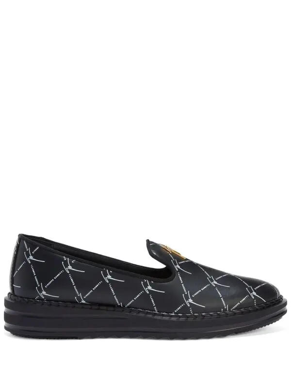 GIUSEPPE ZANOTTI Logo-lettering Loafers - Black