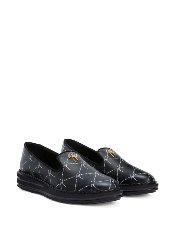 GIUSEPPE ZANOTTI Logo-lettering Loafers - Black