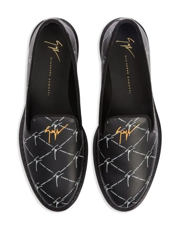 GIUSEPPE ZANOTTI Logo-lettering Loafers - Black