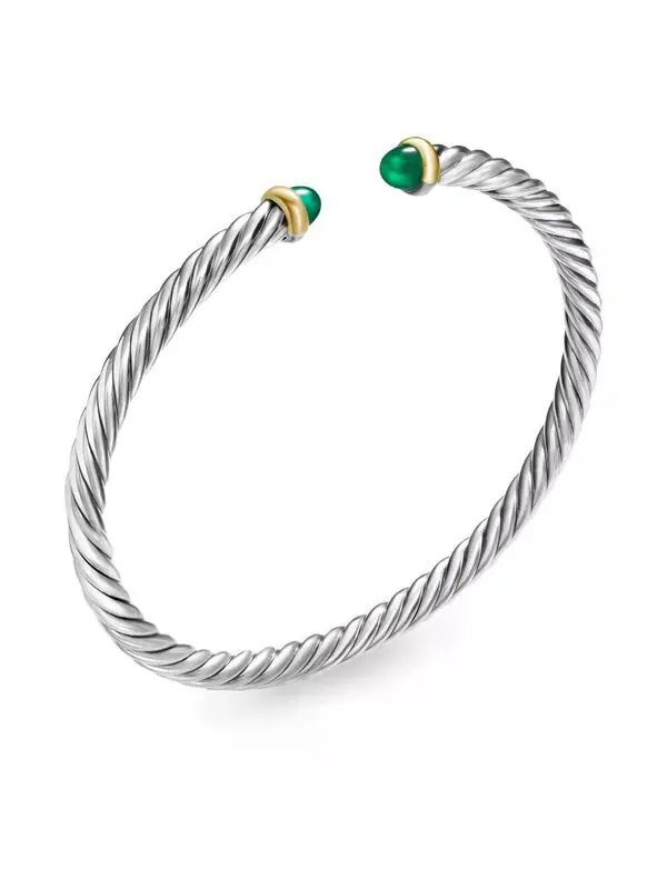 David Yurman 14kt Yellow Gold And Sterling Cable Flex Bracelet