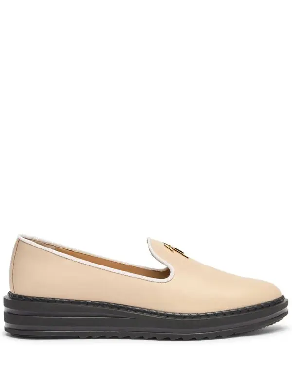 GIUSEPPE ZANOTTI Logo-lettering Loafers - Neutrals