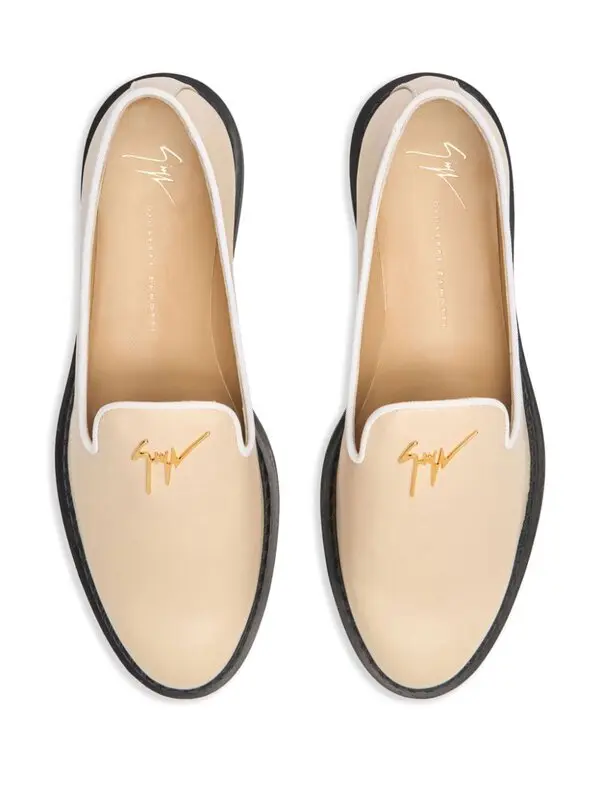 GIUSEPPE ZANOTTI Logo-lettering Loafers - Neutrals