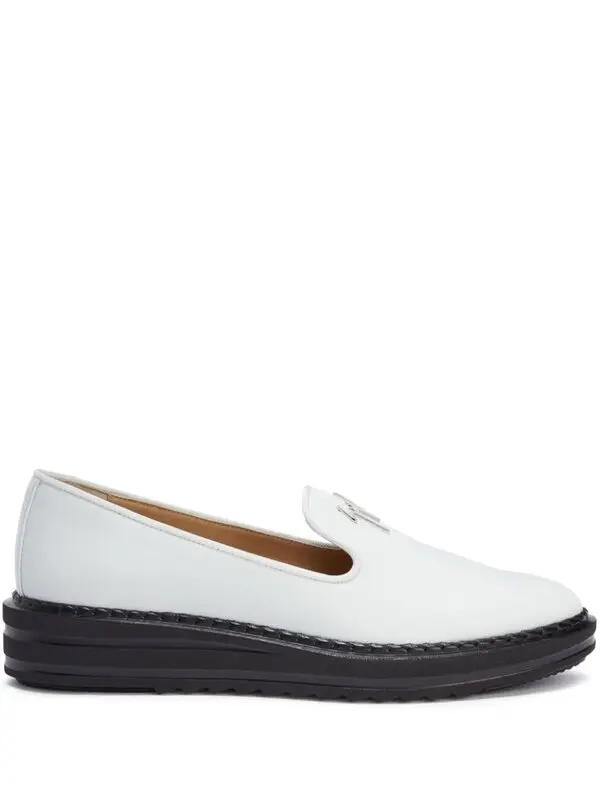 GIUSEPPE ZANOTTI Logo-lettering Loafers - White