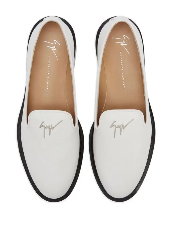 GIUSEPPE ZANOTTI Logo-lettering Loafers - White