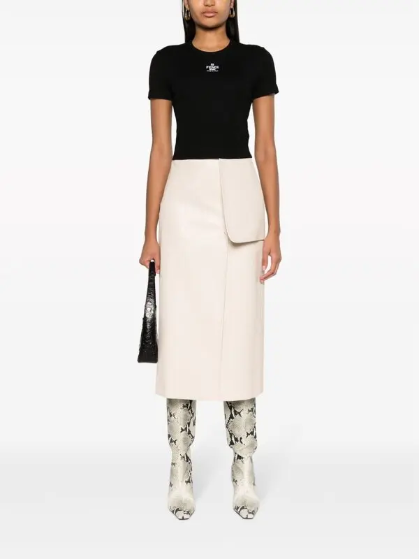 Fendi Logo-embroidered Cropped T-shirt - Black