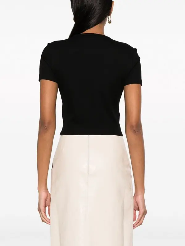 Fendi Logo-embroidered Cropped T-shirt - Black