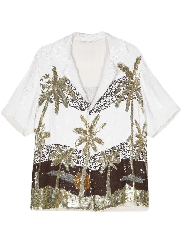 P.a.r.o.s.h Palm Tree Sequin-embellished Shirt