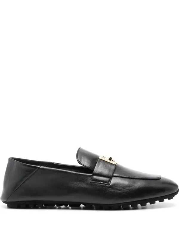 Fendi Baguette Leather Loafers - Black