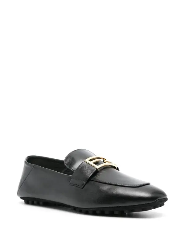 Fendi Baguette Leather Loafers - Black