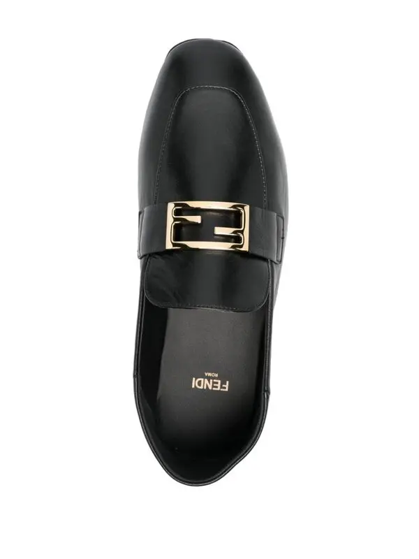 Fendi Baguette Leather Loafers - Black