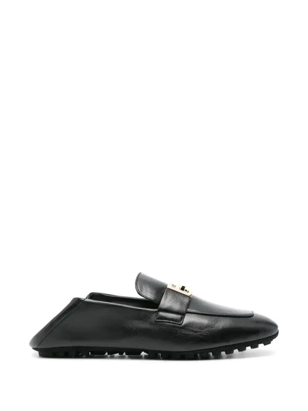Fendi Baguette Leather Loafers - Black